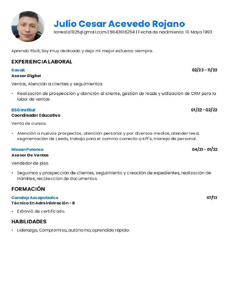 CV-Julio Acevedo | PDF