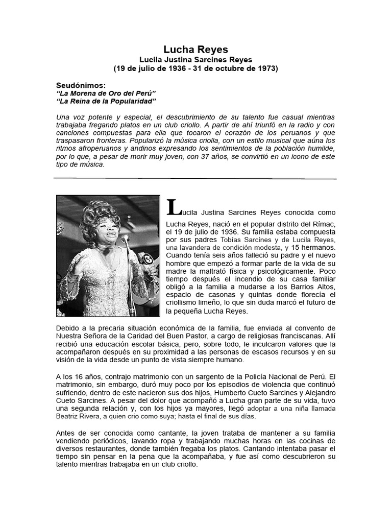 Biografia Lucha Reyes | PDF | Arte | Historia