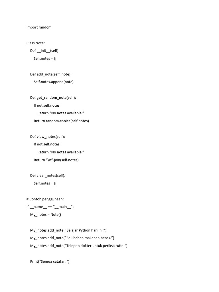 Class Note Random Pdf