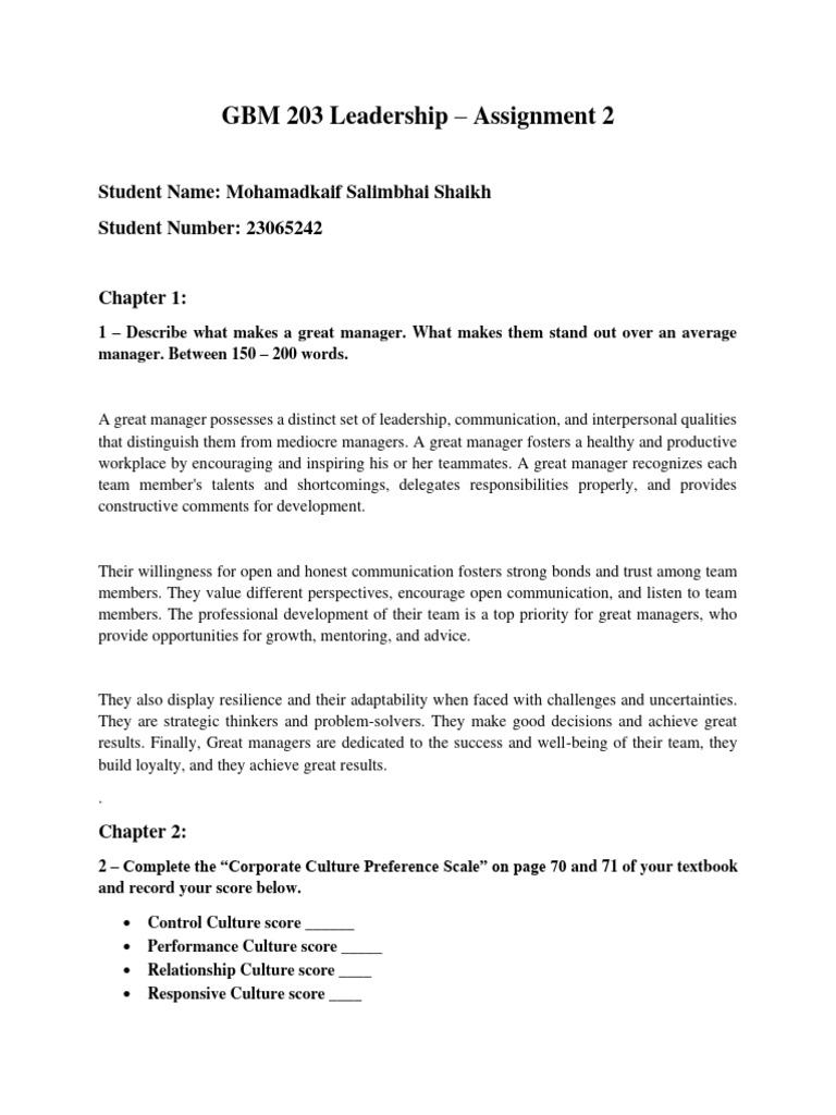 Assignment #2 - Project Leadership | PDF | Leadership | Business