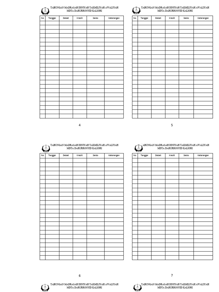 Format Tabungan TK Mdta Santri | PDF | Pengelolaan Keuangan & Uang