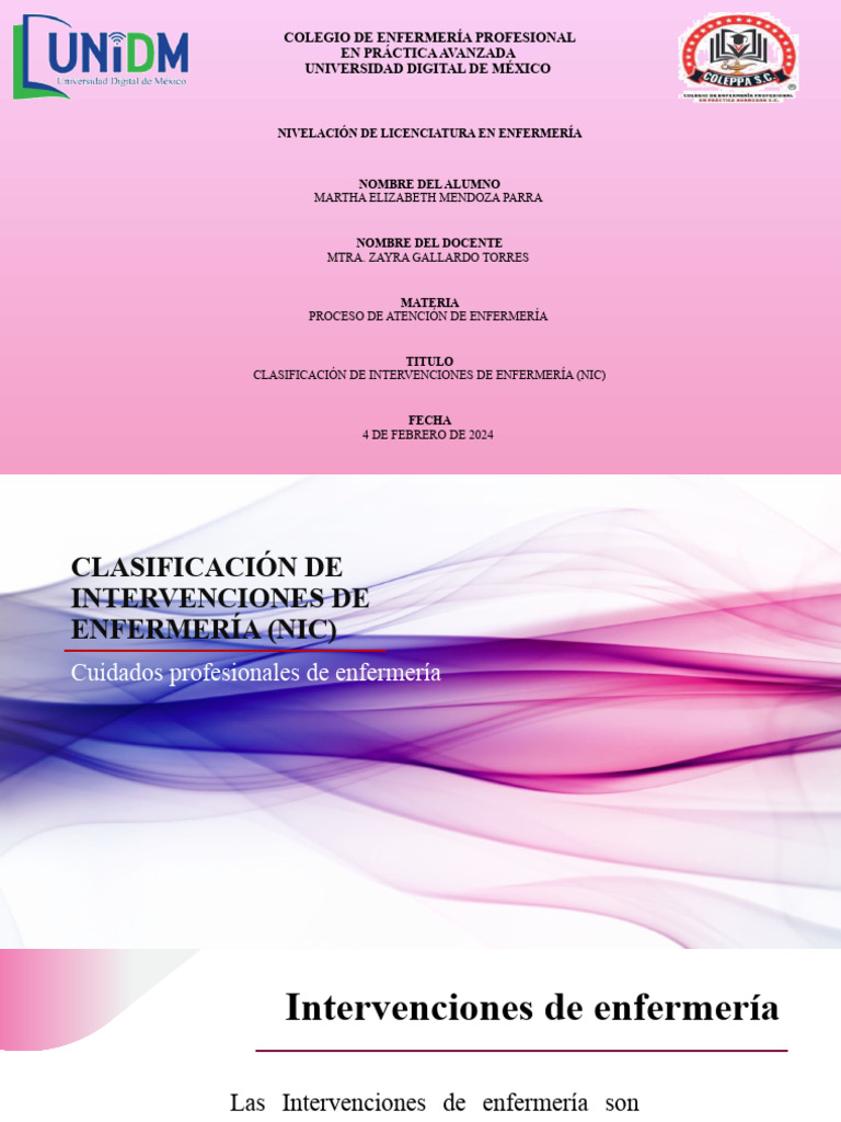Exposición - Martha - CLASIFICACIÓN DE INTERVENCIONES DE ENFERMERÍA (NIC) | PDF | Enfermería ...
