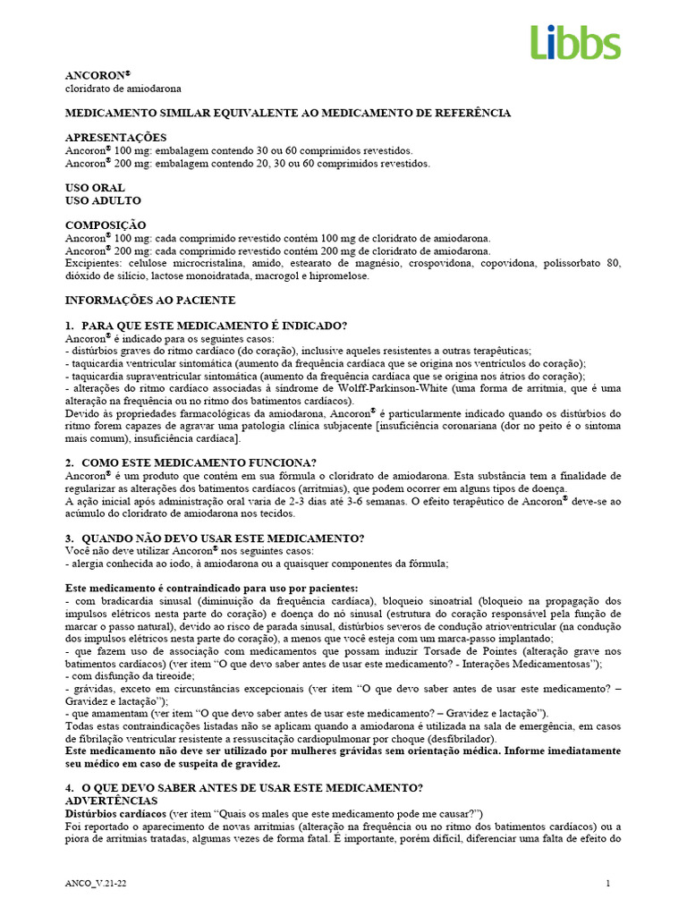 Ancoron Comprimidos Bula Paciente | PDF | Tireoide | Coração