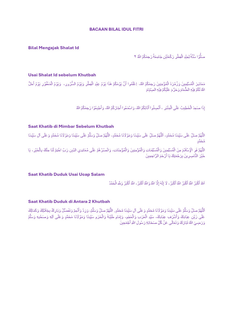Bilal Idul Fitri | PDF
