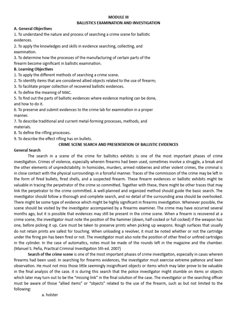 Module Iii | PDF | Crime Scene | Firearms