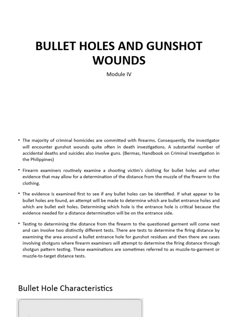 Gunshot Wound Investigation Guide | PDF