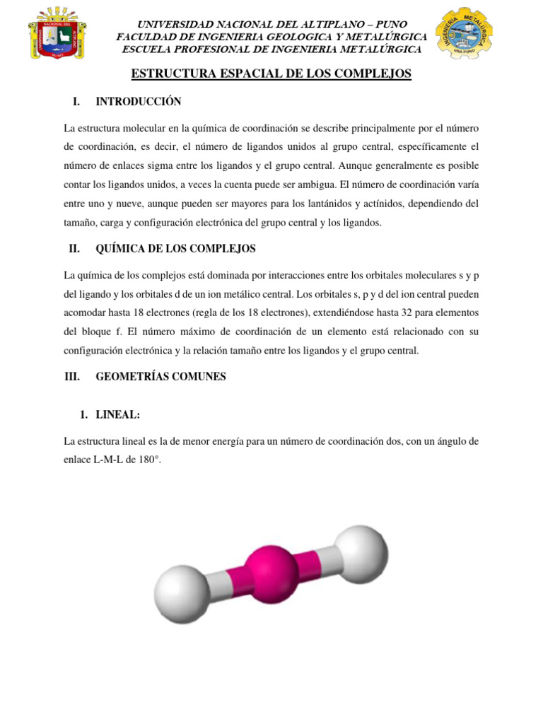 Estructura y Geometría de Complejos | PDF | Física de la Materia ...