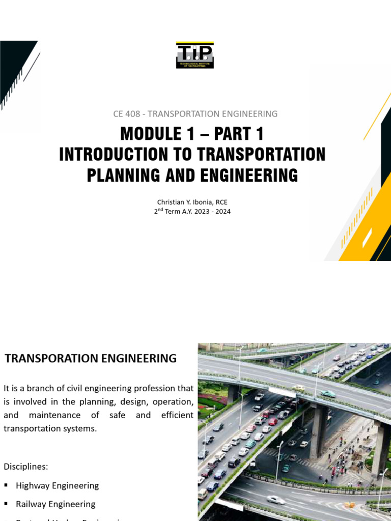 Ce 408 - Module 1 (Part 1) | PDF | Transport | Forecasting