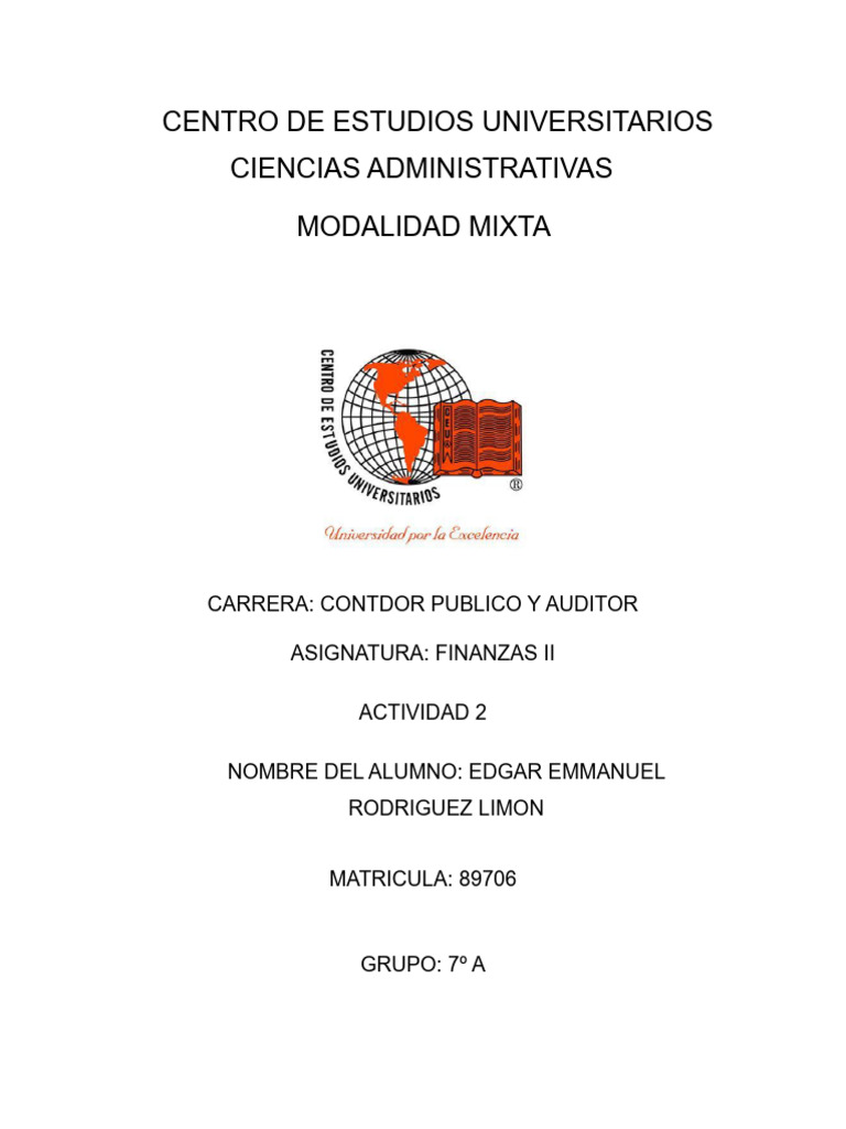 89076 EDGAR EM RDZ LIMON ACT 2 FINANZAS | PDF | Deuda | Hipotecas