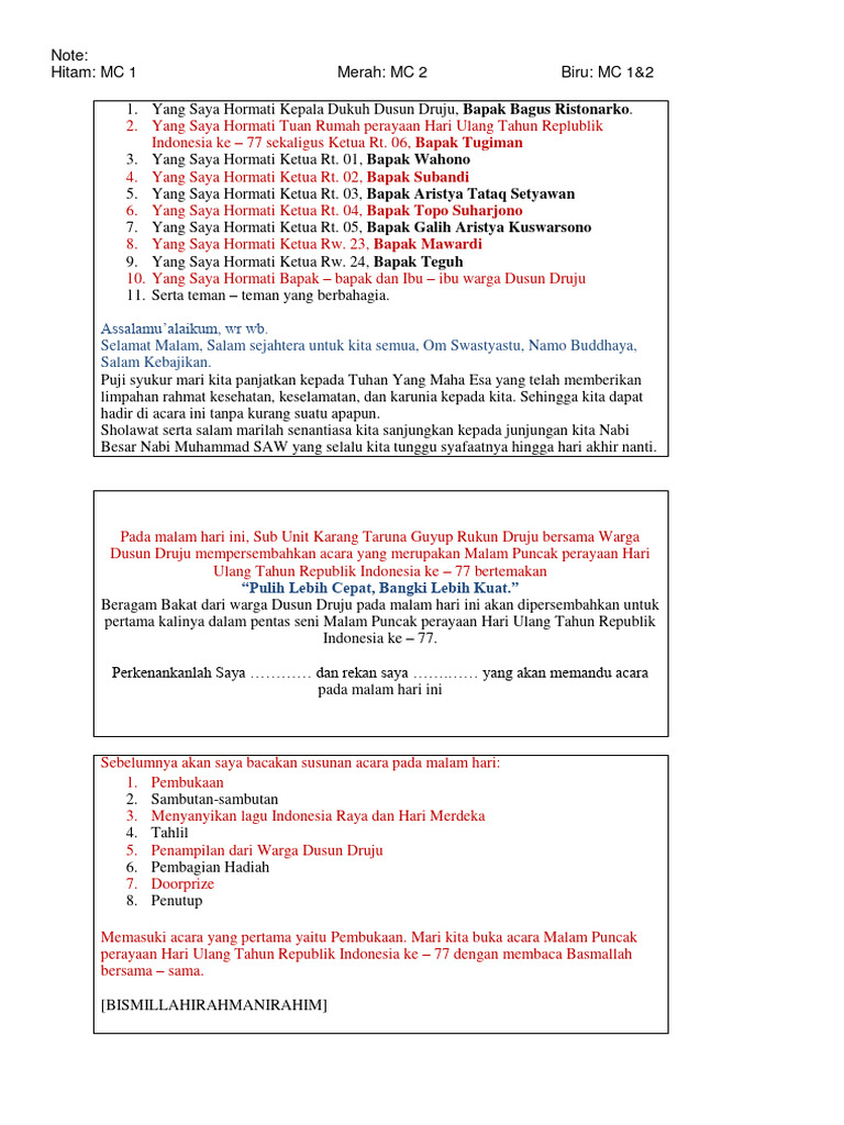 Naskah MC Fix Bet Plisss | PDF | Griya & Taman | Seni