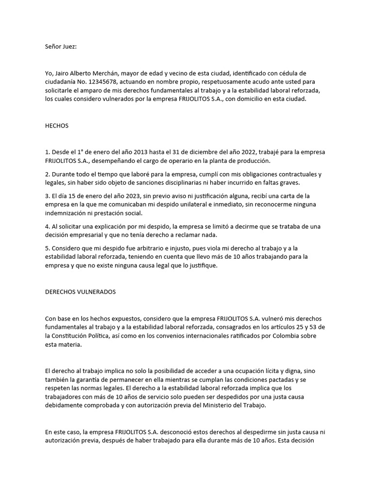 Solicitud de Reintegro Laboral | PDF | Business | Salario