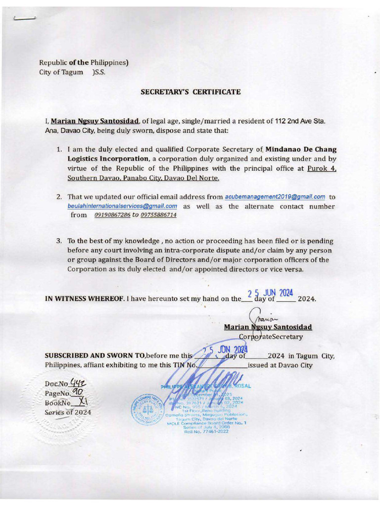 Certificate of No Intra Corporate Dispute - Page-0001 | PDF