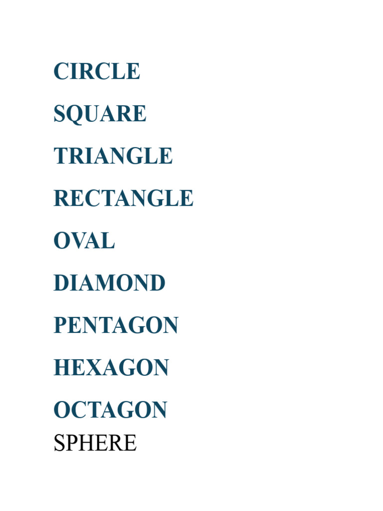Circle Square Triangle Rectangle Oval Diamond Pentagon Hexagon Octagon ...