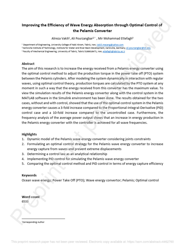 Improving The Efficiency of Wave Energy Absorption | PDF | Waves ...