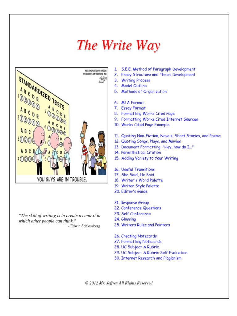 Write Way Packet Main Page PDF 2011 | PDF | Essays