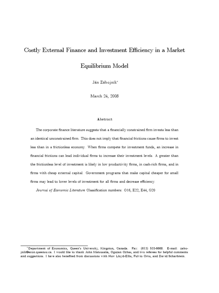 External Finance WP Version | PDF | Economic Equilibrium | Stocks