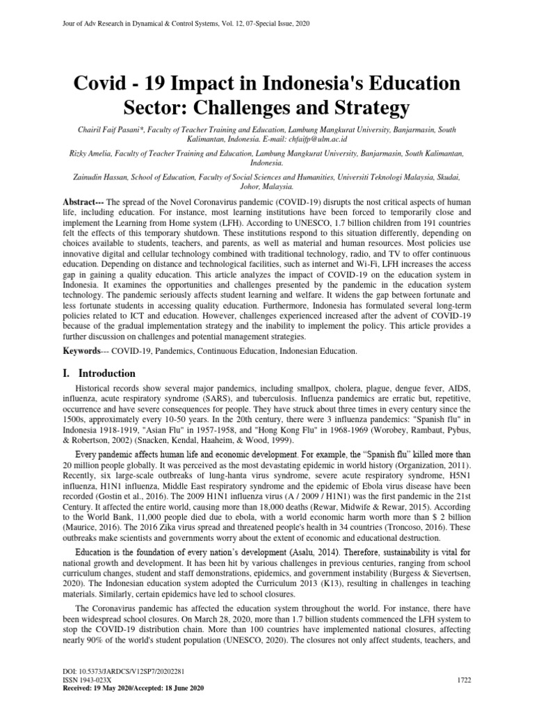 Artikel Int L 3 Covid 19 Pdf Educational Technology Influenza