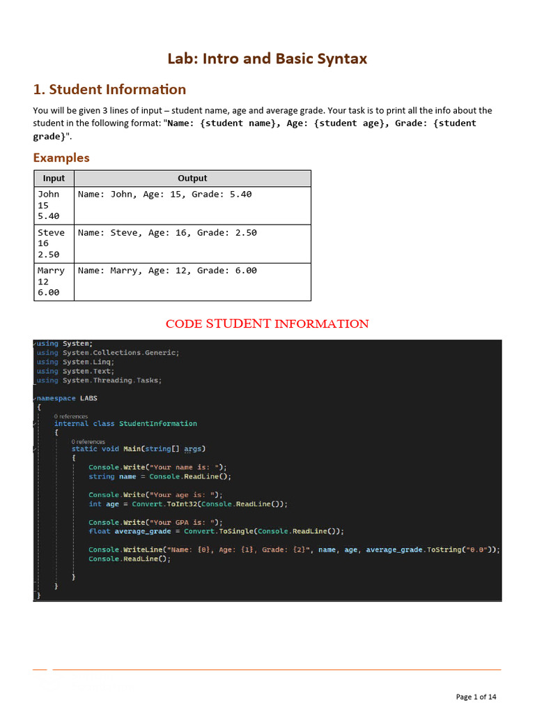 Basic Syntax Conditional Statements Lab Pdf Printer Computing 9621