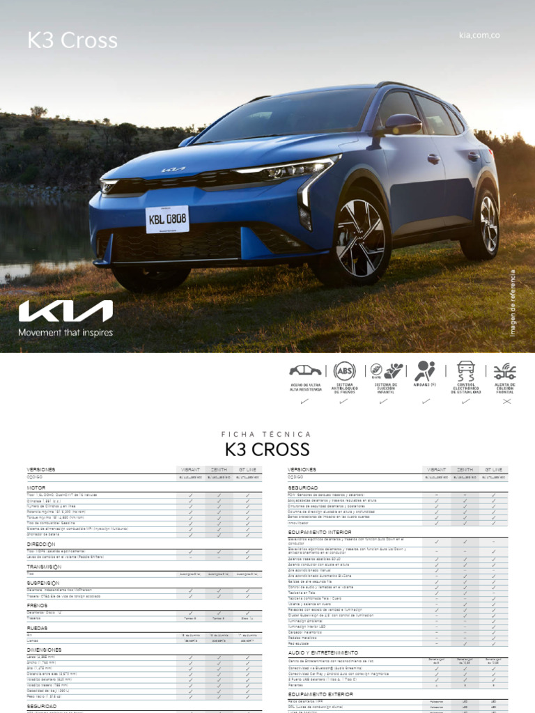 24 03 Ficha Tecnica K3 Cross (BL7) (DRAFT) | PDF | Diodo emisor de luz | Sistema de freno ...