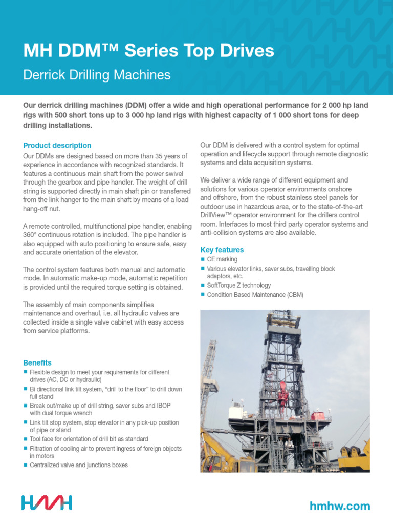MH 顶驱 Rebrand 6 Top Drive DDM Series Onshore 1 技术参数 | PDF | Elevator ...
