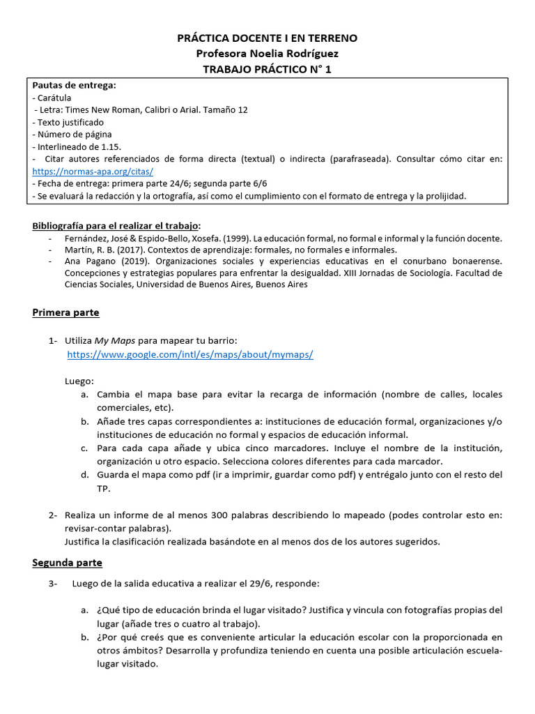 TP 1 Práctica en Terreno | PDF | Maestros | Modificación de comportamiento