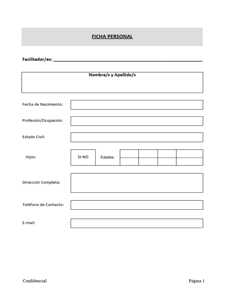 Ficha Personal Primer Clase | PDF | Autosuperación | Estilo de vida