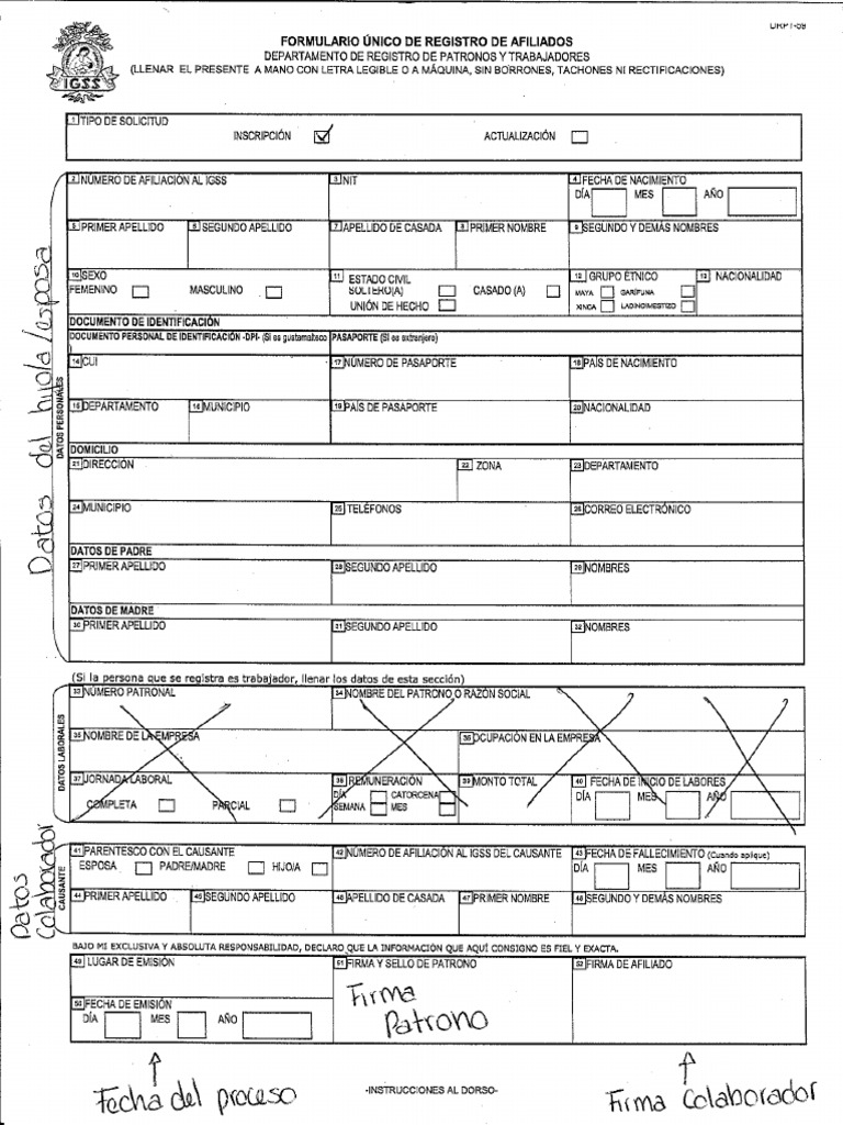 Llenar formularios IGSS | PDF