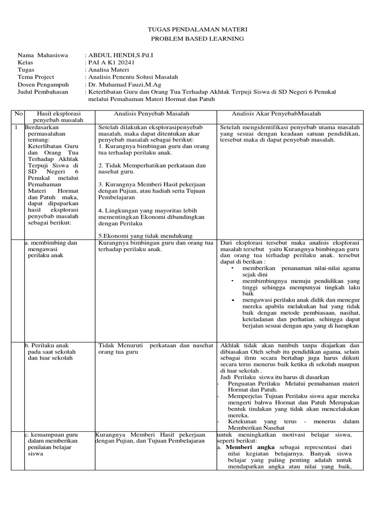 PBL PAI Kontemporer | PDF