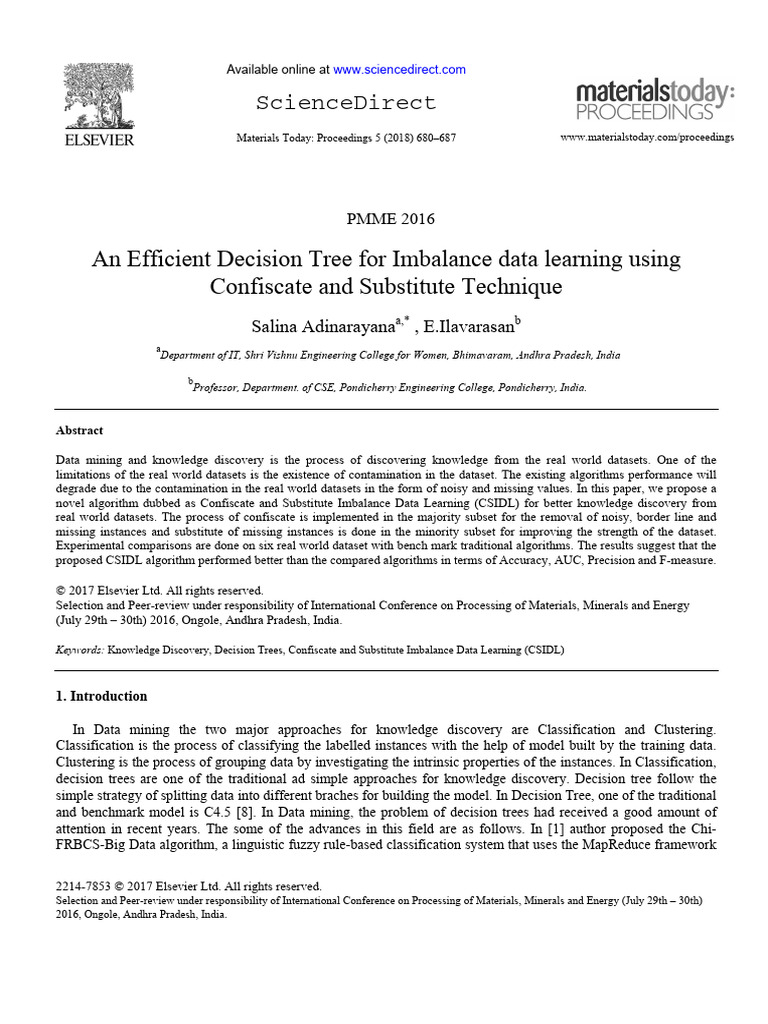 Adinarayana, Ilavarasan - 2018 - An Efficient Decision Tree For ...