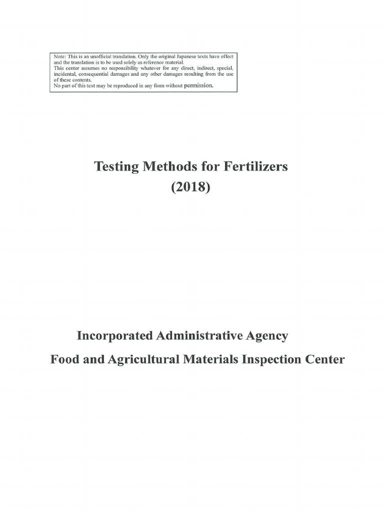 Testing Method For Fertilizer | PDF