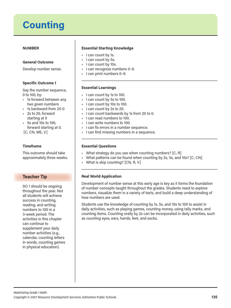 08-Grade_1-Chapter_3-Counting__Teacher_resource | PDF | Learning | Differentiated Instruction