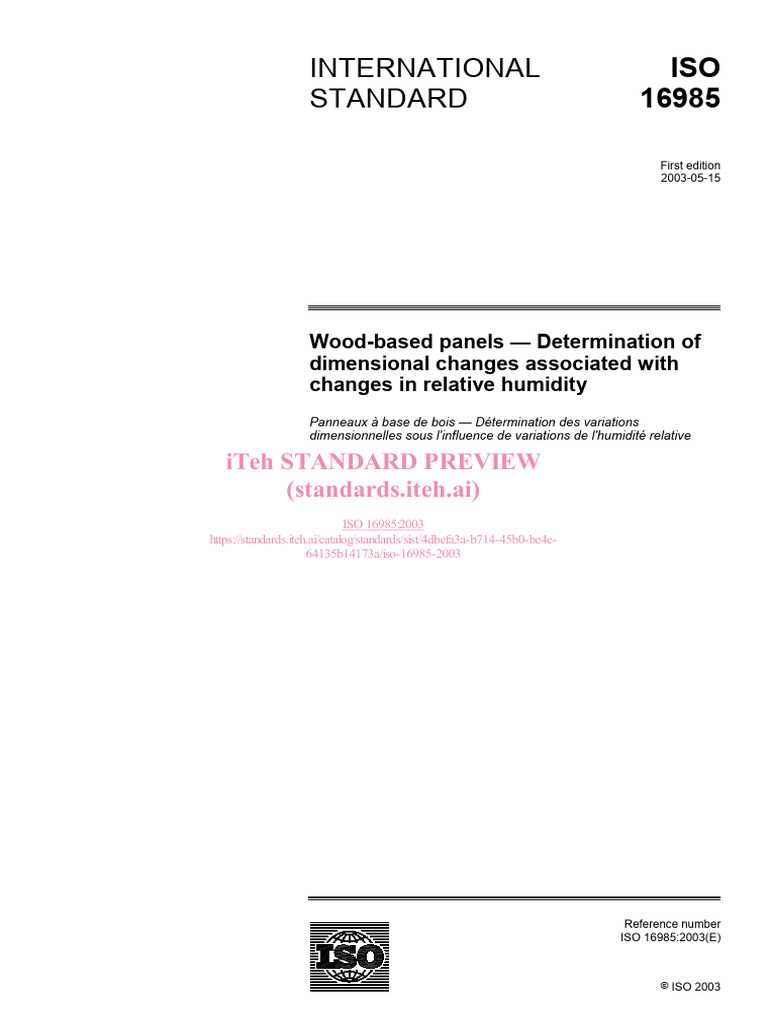 Iso 16985 2003 | PDF | International Organization For Standardization | Humidity