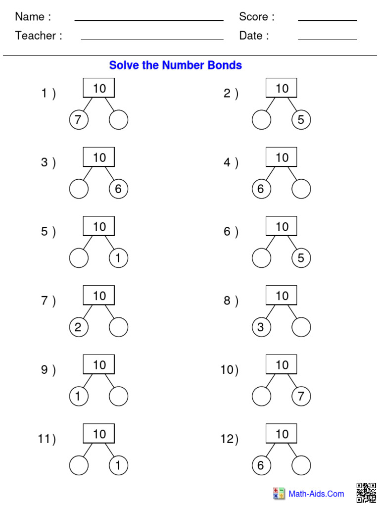 Number Bonds Trees | PDF