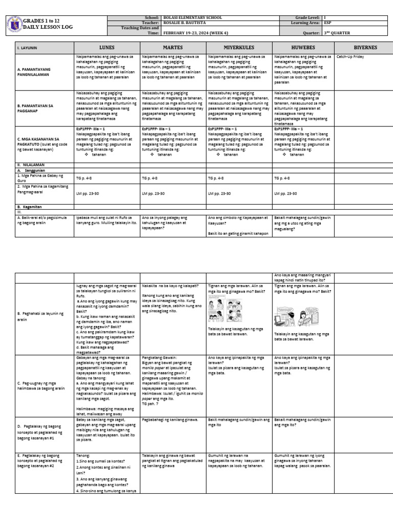 DLL - Esp 1 - Q3 - W4 | PDF