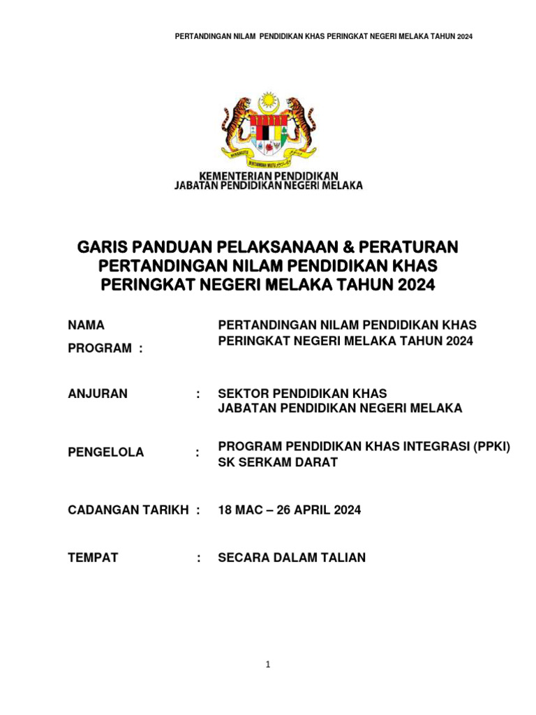 Garis Panduan Pelaksanaan - & - Peraturan - Pertandingan - e - NILAM - 2024 | PDF