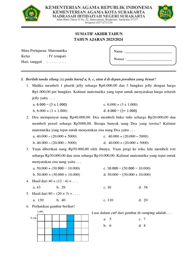 SAT MTK Kelas 4 | PDF