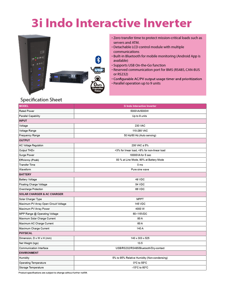 Iverter 3i Datasheet-1 | PDF | Power Inverter | Information And Communications Technology
