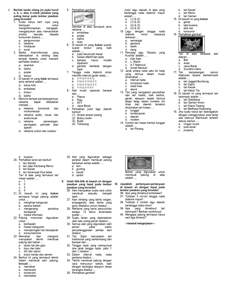 SOAL PAT SBDP KLS 6 SMT 2 | PDF