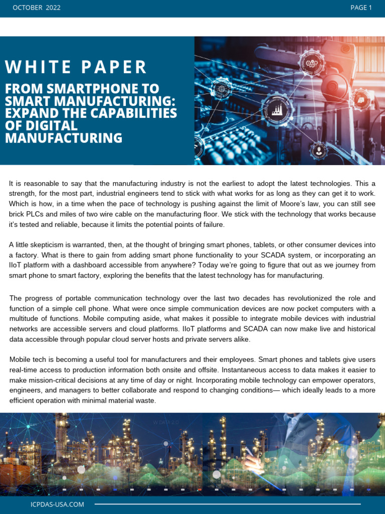 Mobile Tech in Smart Manufacturing | PDF | Internet Of Things | Smartphone