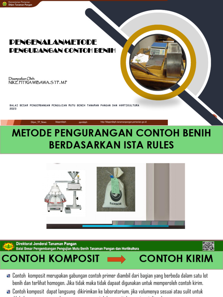 Materi Pengurangan Contoh Benih Sesuai ISTA | PDF