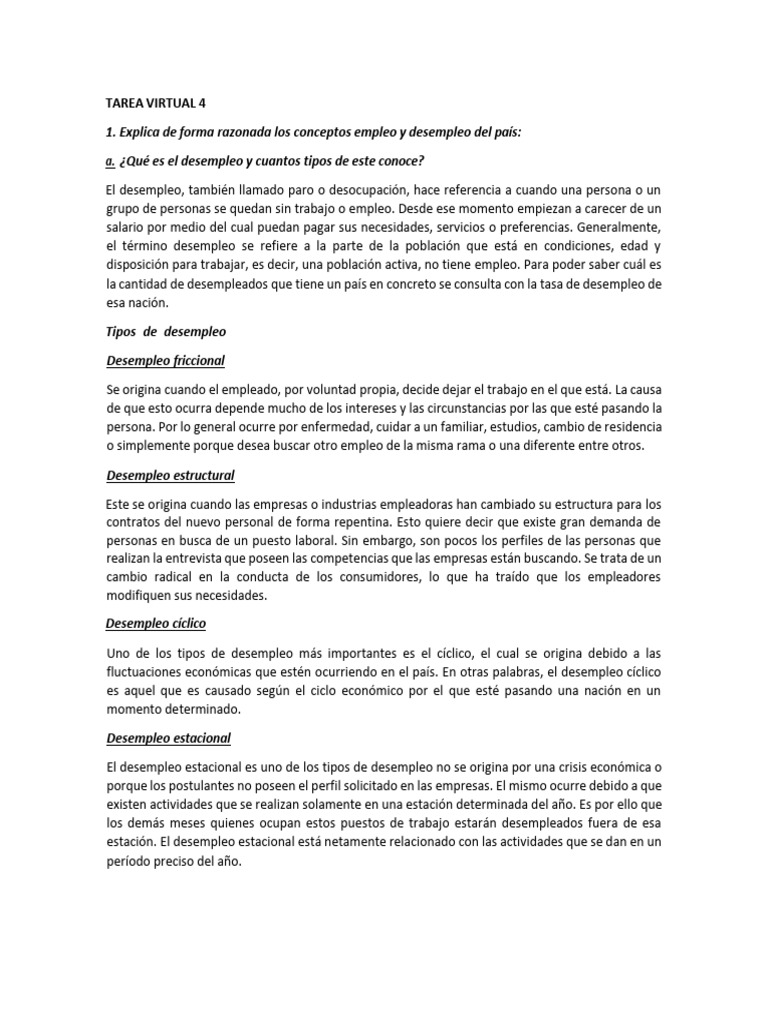 Tarea 4 Macro | PDF | Desempleo | Economias