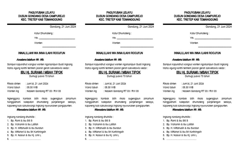 Lelayu Bahasa Jawa | PDF