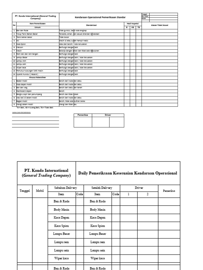 Quality Control Car Form | PDF
