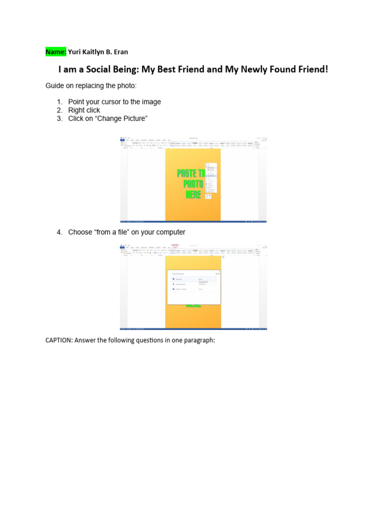 H2ovd4b1j - My Bestfriend and Newly Found Friend Template | PDF