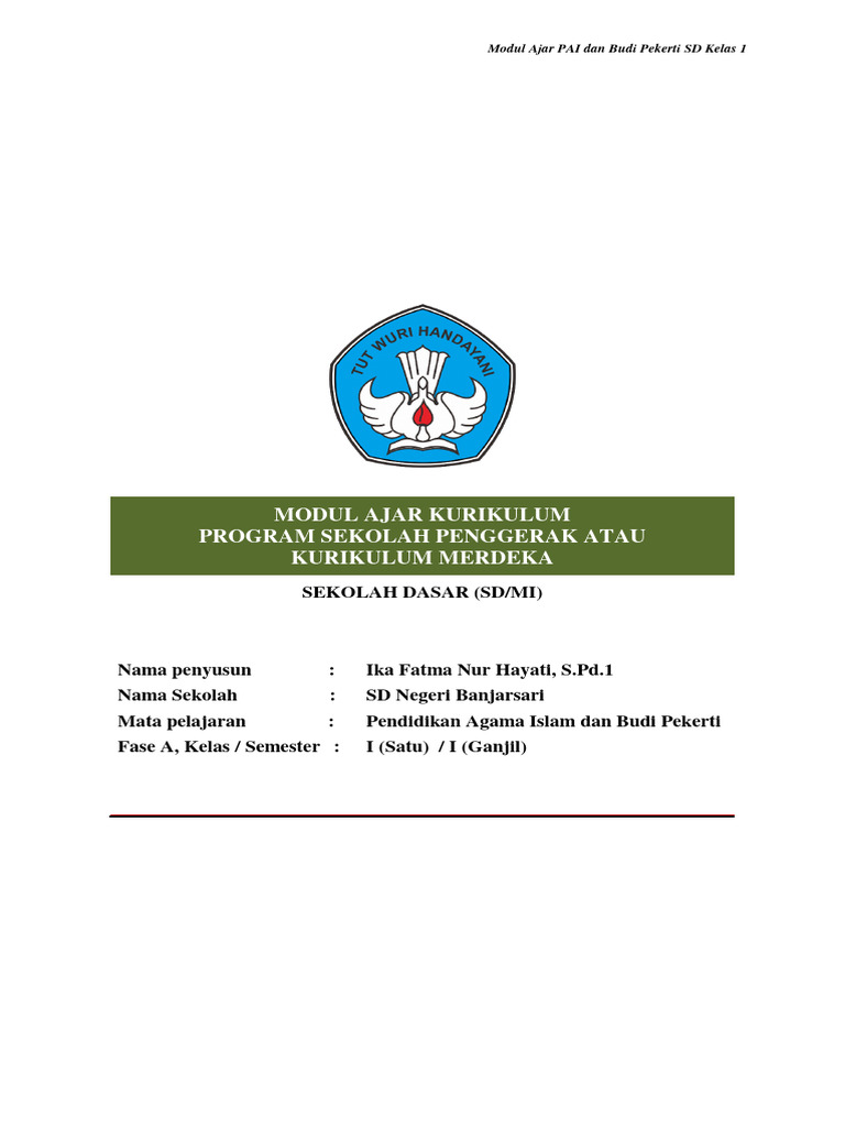 Modul Ajar PAIBP Kelas 1 Kurmer | PDF