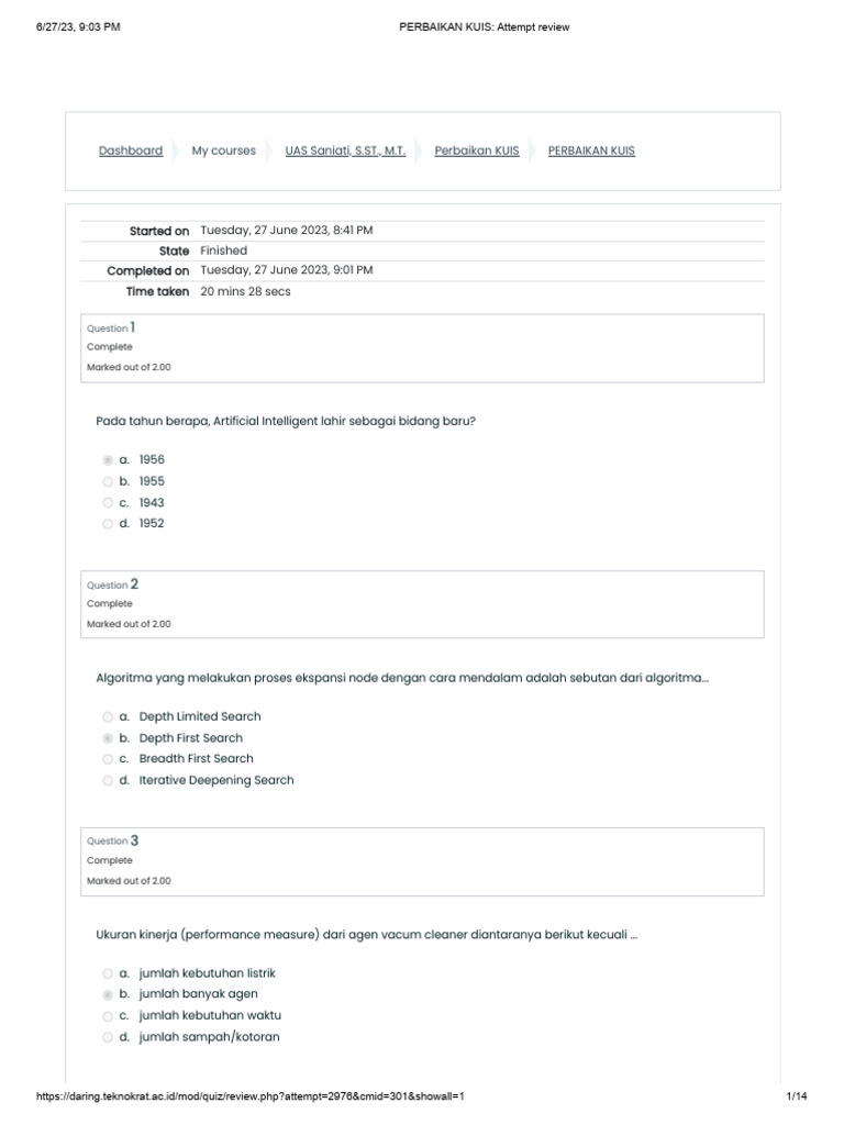 Perbaikan Kuis - Attempt Review | PDF