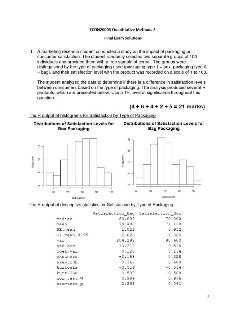 ECON20003 S1 2024 Sample Exam Solutions | PDF | Student's T Test | P Value ECON20003 S1 2024 Sample Exam Solutions | PDF | Student's T Test | P Value