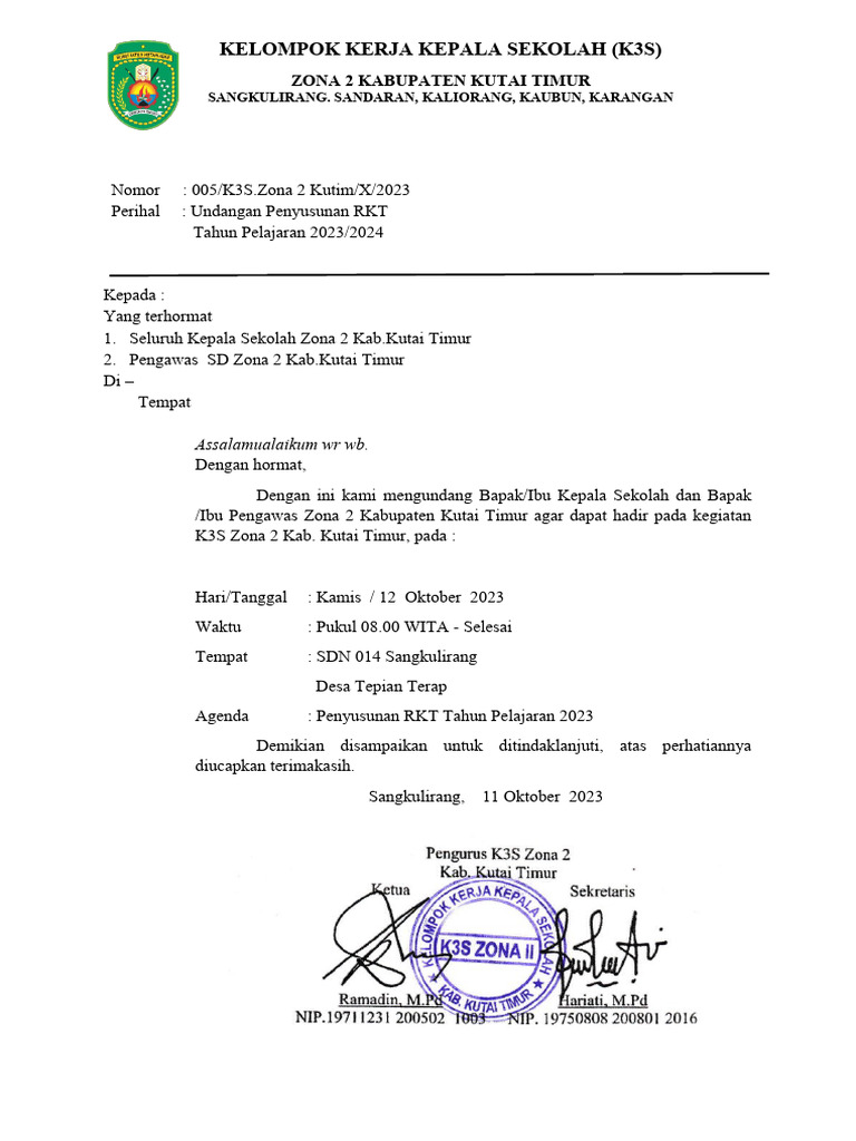 Surat Undangan RKT | PDF