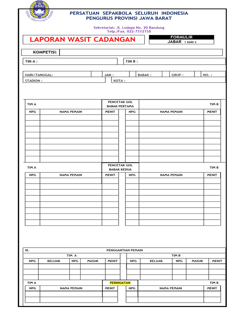 Laporan Wasit Cadangan | PDF
