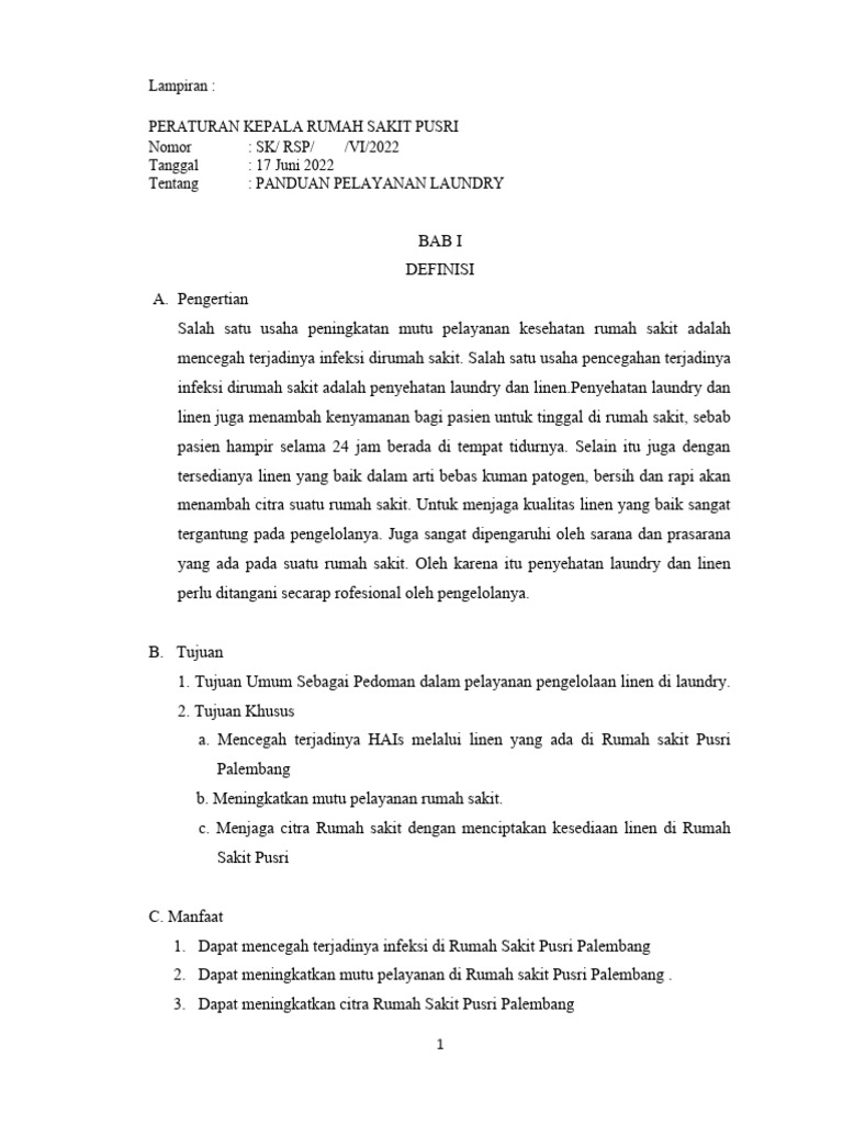 Panduan Pelayanan Laundry | PDF